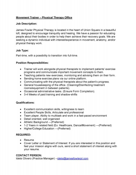 Movement Trainer - Physical Therapy Office | Dance/NYC